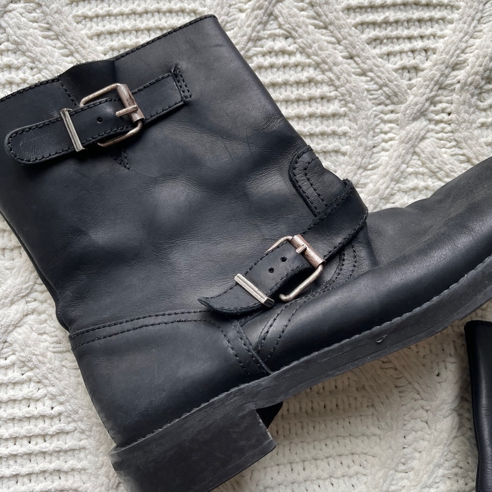 Boden Black Leather Buckle Boots - Gem